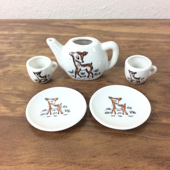 Vintage | Other | Vintage Deer Miniature Tea Set Japan Fawn Bambi ...